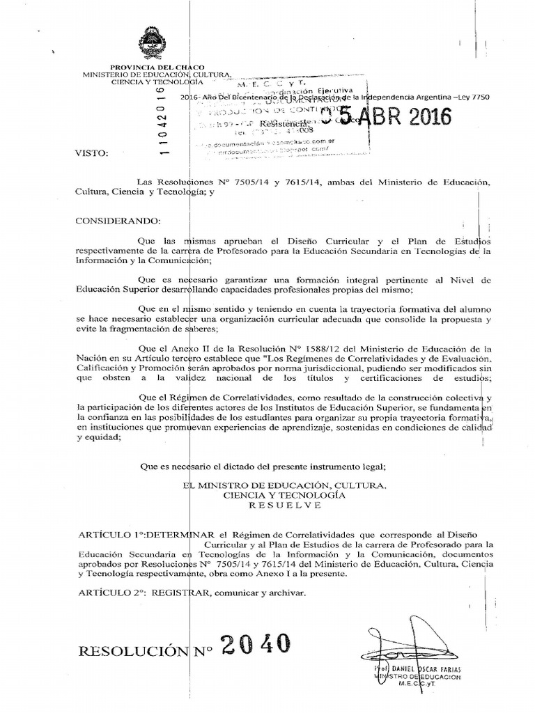 r2040 - 16 Correlatividades Prof. Tic | PDF