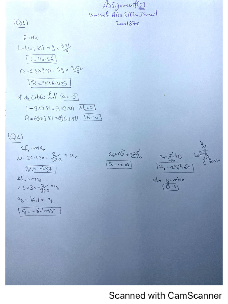 Dynamics Assignment 2 | PDF