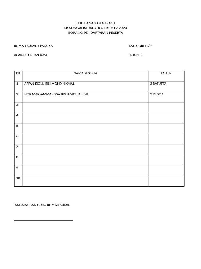 Borang Pendaftaran Paduka T3 | PDF