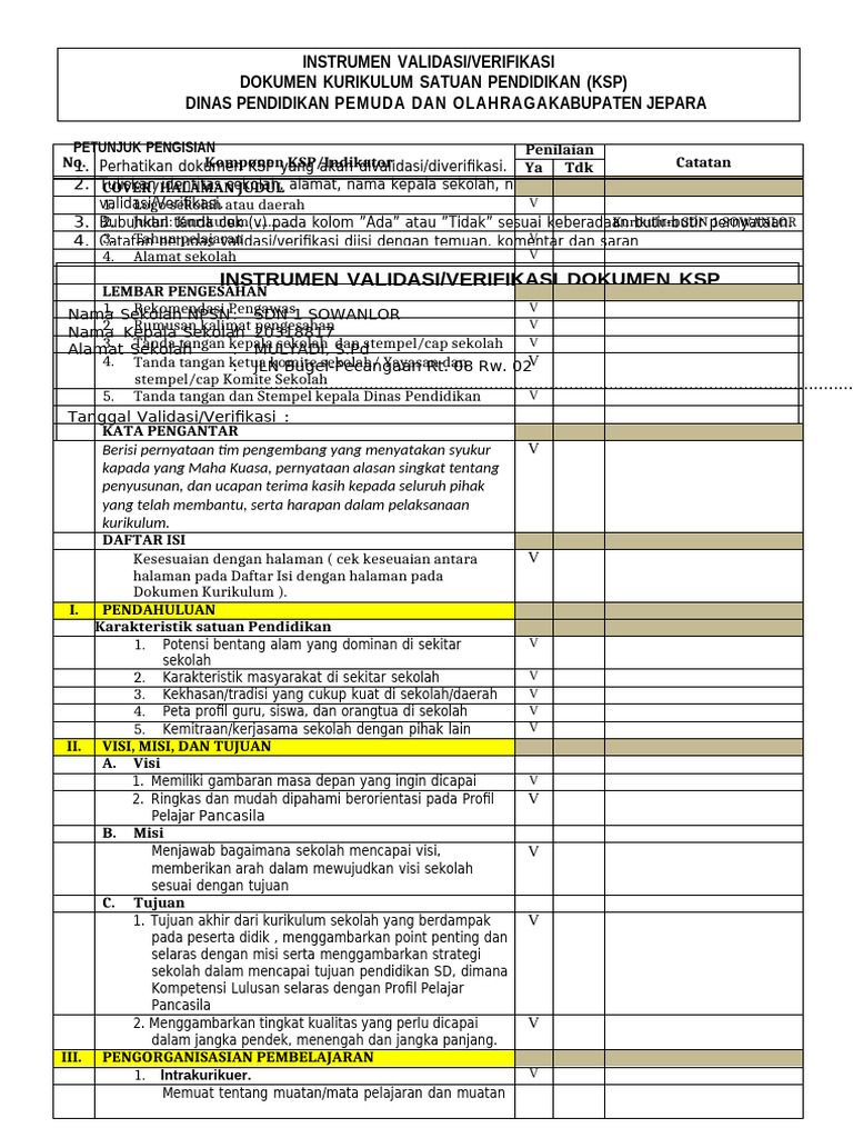 Instrumen Validasi - KSP | PDF