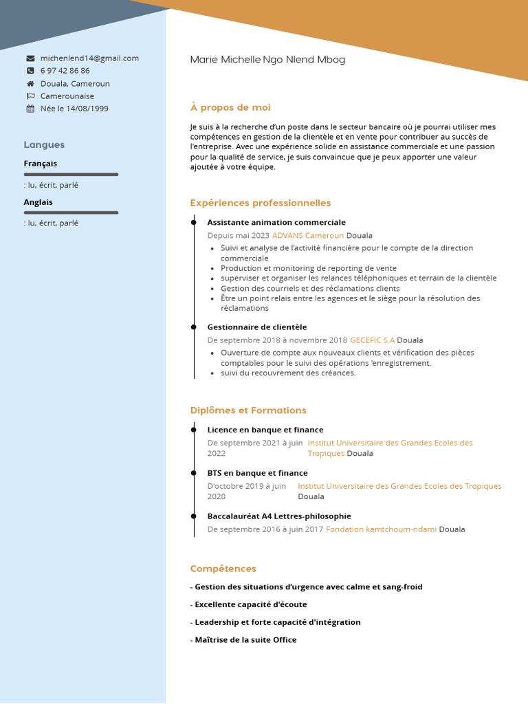 CV - Ngo Nlend Mbog Marie Michelle - Ok | PDF