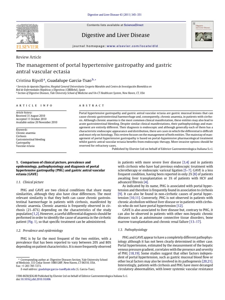 Management Strategies for Portal Hypertensive Gastropathy and Gastric ...