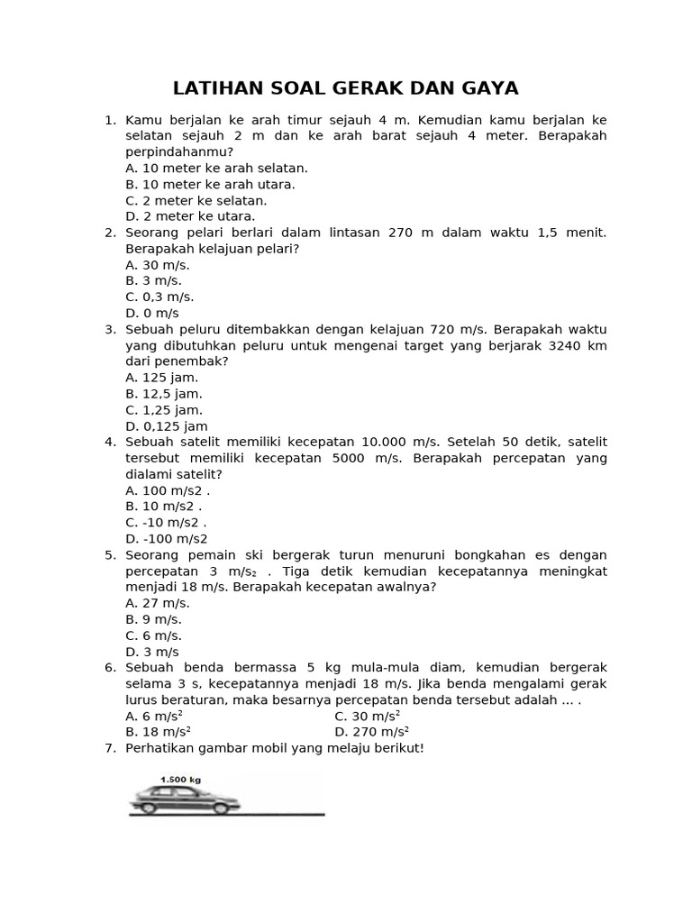 Latihan Soal Gerak Dan Gaya | PDF