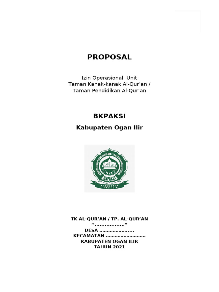 Proposal TPQ BKPAKSI | PDF