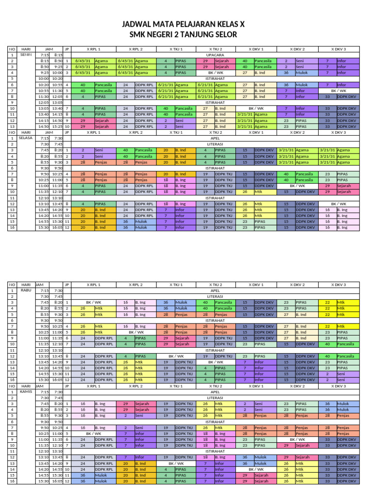 Jadwal 2024-2025 | PDF