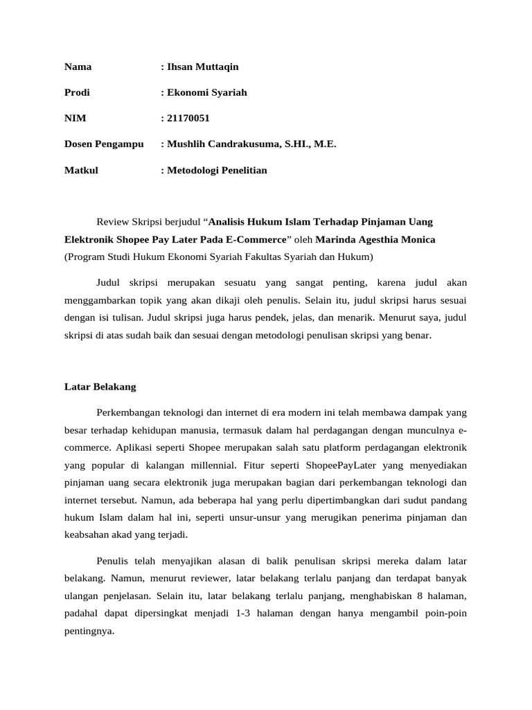 Ihsan Review Skripsi | PDF