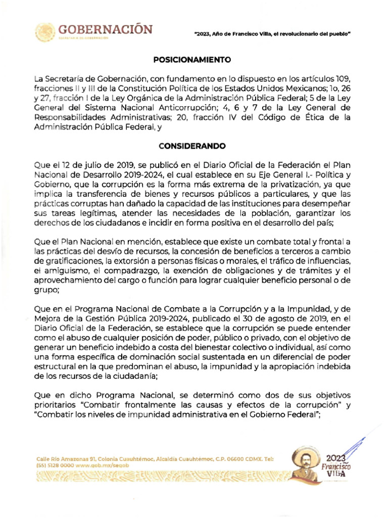 Posicionamiento de No Tolerancia Corrupci N | PDF