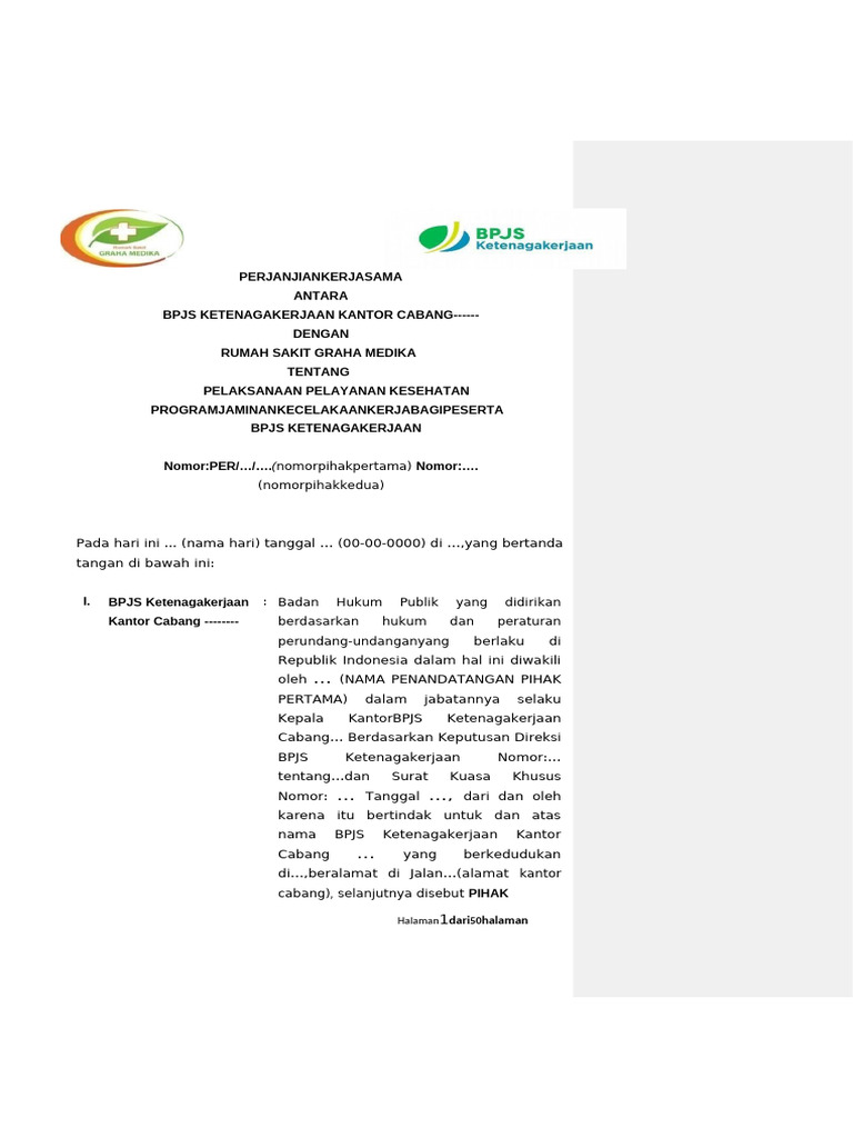 DRAFT MOU BPJS TK 2024 CB | PDF