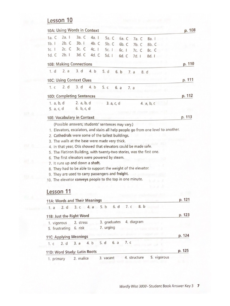 ANSWER KEY_ Wordly Wise Book 3, 4th Edition | PDF