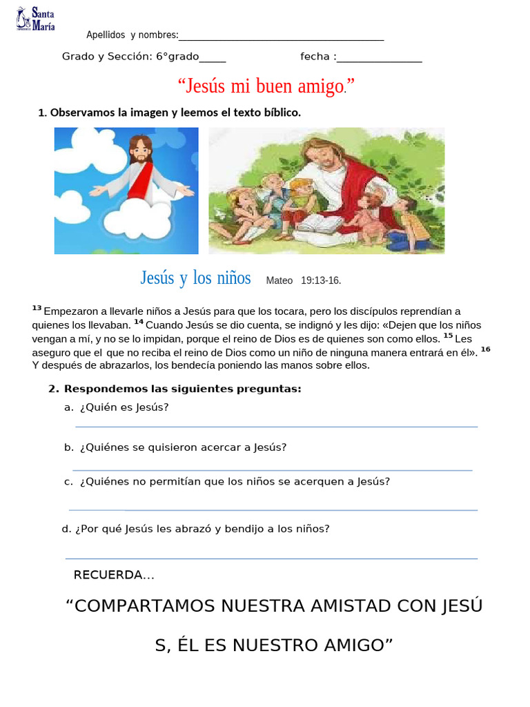 Amigo de Jesus Ficha | PDF Amigo de Jesus Ficha | PDF