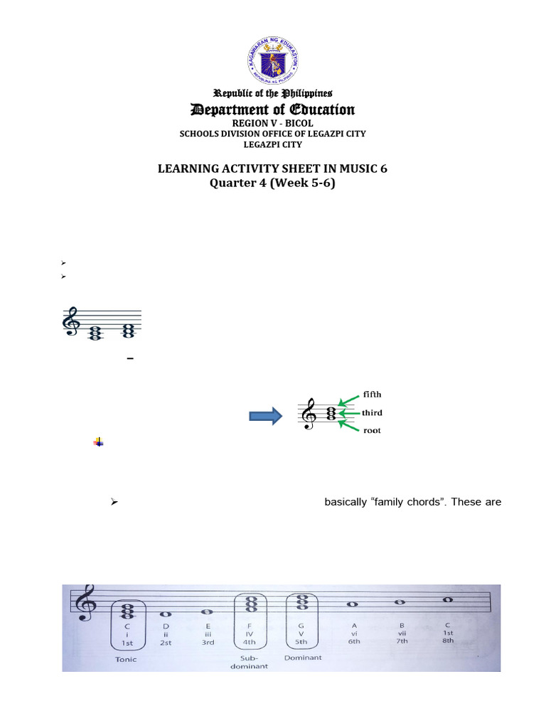 LAS in Music 6 4th Quarter Week 5 6 | PDF | Chord (Music) | Harmony