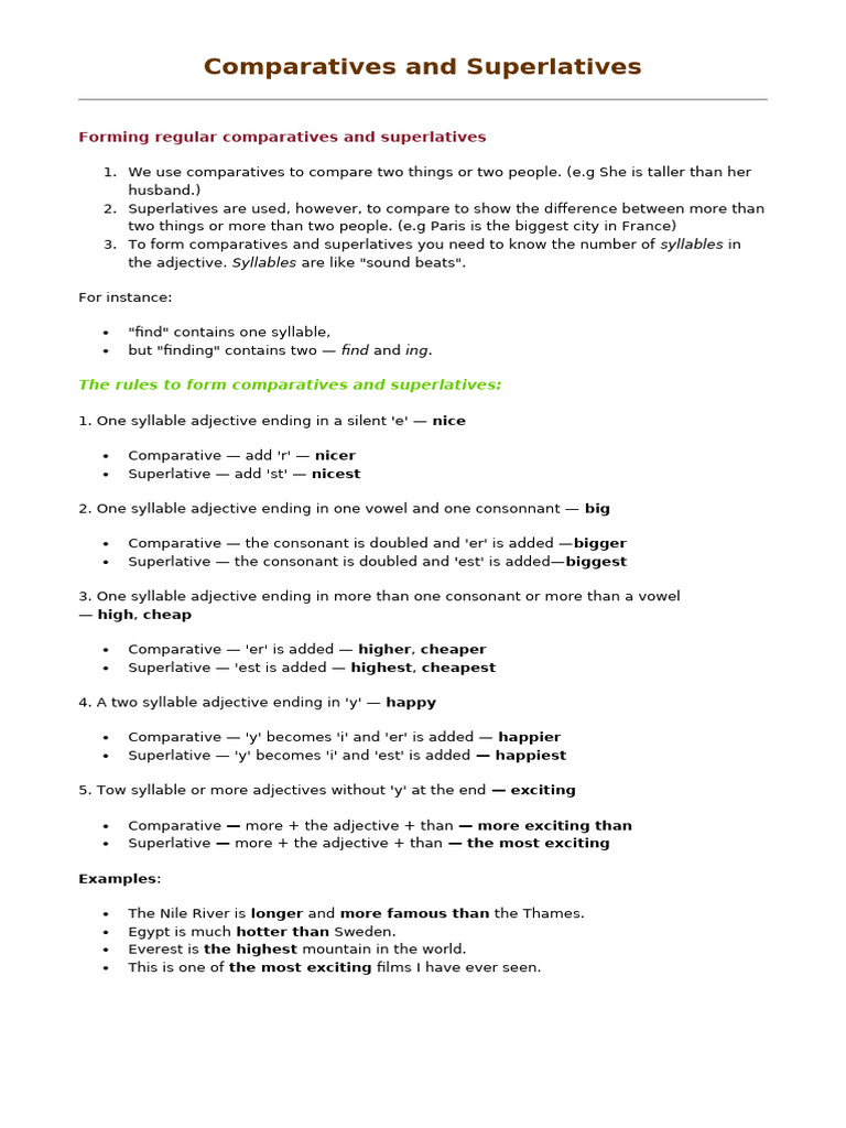 Comparatives and Superlatives | PDF