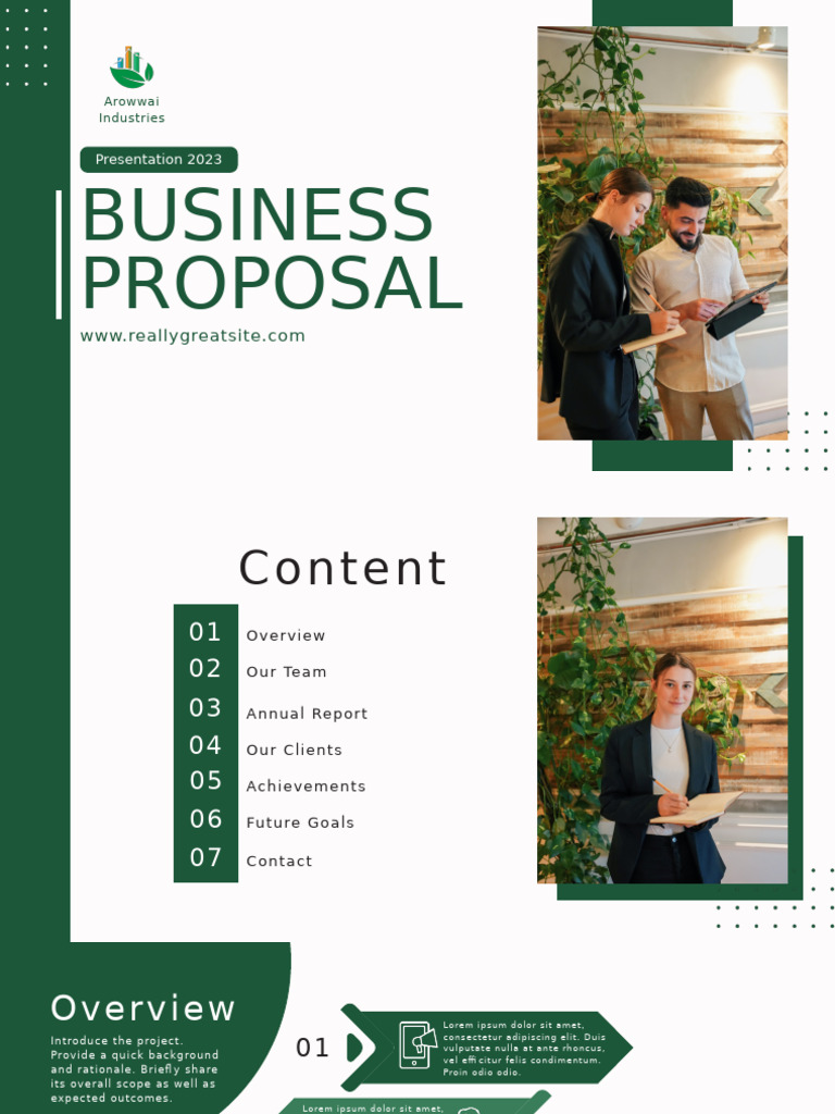 Green Minimalist Professional Business Proposal Presentation | PDF
