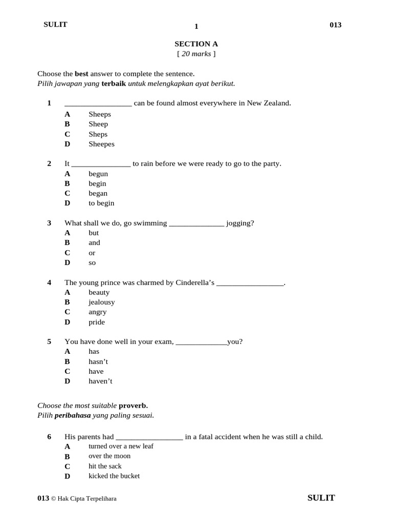 Section A Paper 1 Pdf