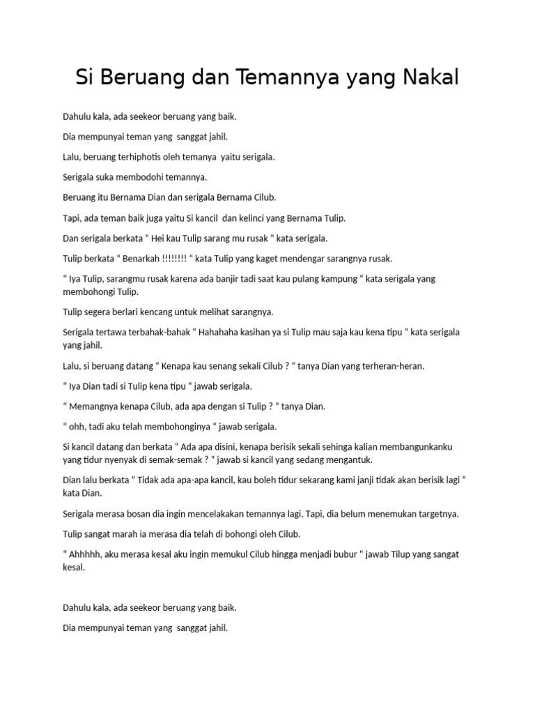 Si Beruang Dan Temannya Yang Nakal | PDF