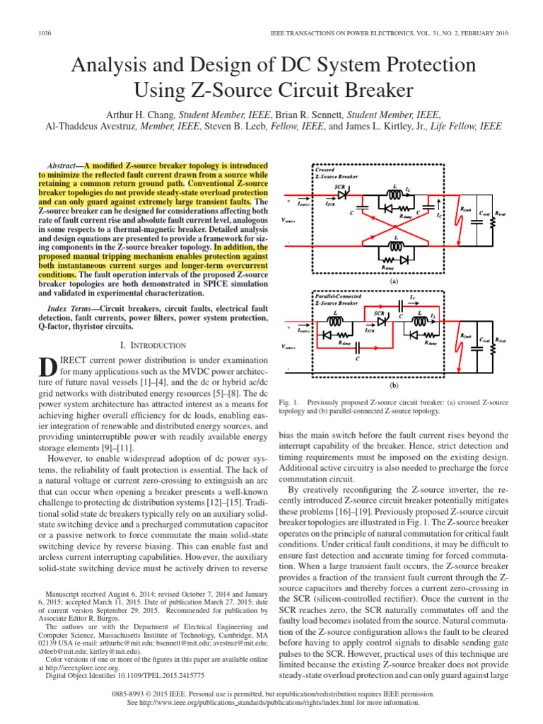 Analysis and Design of DC System Protection Using Z-Source Circuit ...