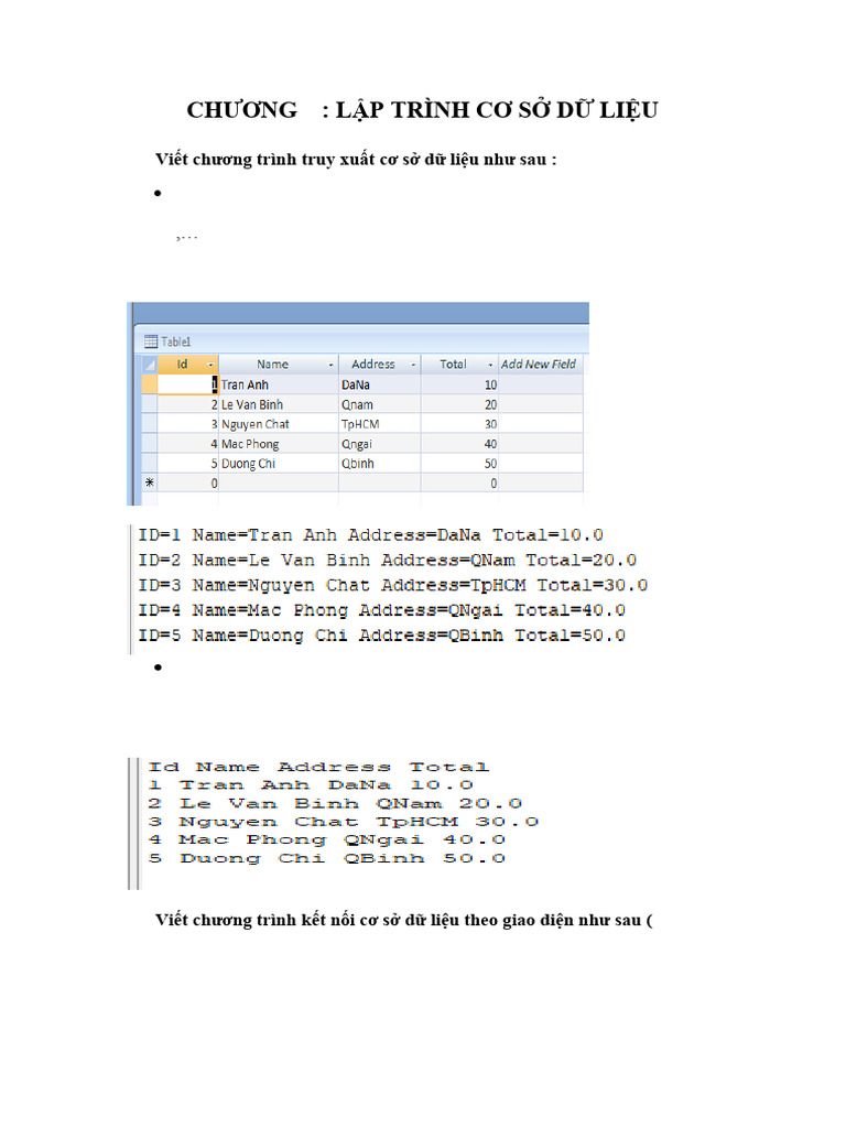 Bai Tap Lap Trinh Co So Du Lieu | PDF