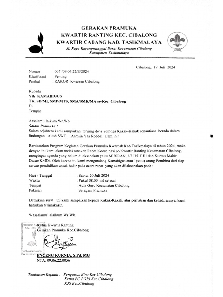 Surat Undangan Rakor | PDF