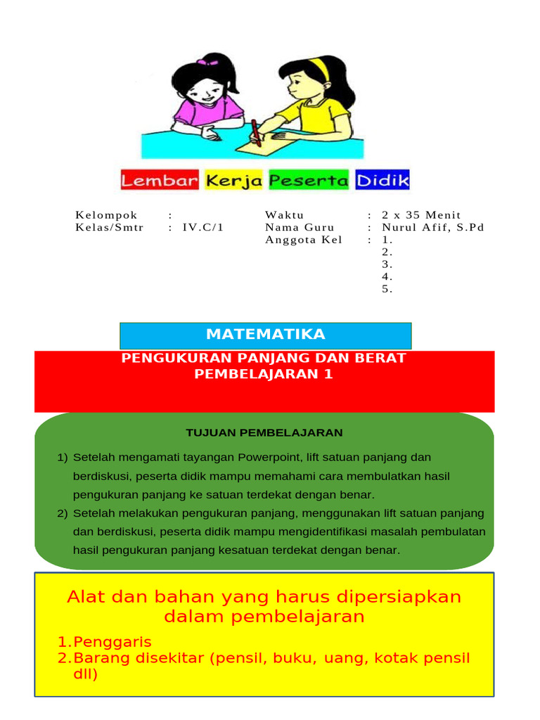 LKPD Kls 4 MTK Pengukuran Panjang | PDF