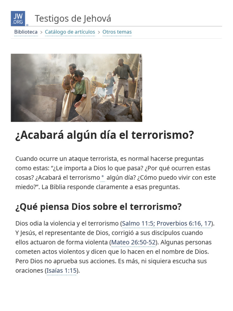 ¿Acabará Algún Día El Terrorismo - La Biblia Explica Cuál Es La Raíz Del Terrorismo | PDF