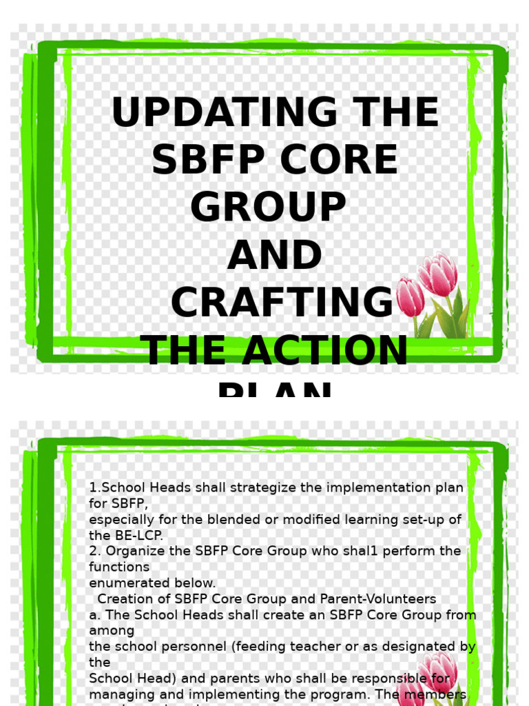 Updating The SBFP Core Group and Crafting The Action Plan | PDF
