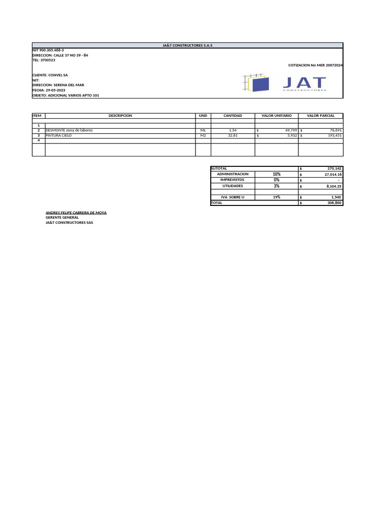 Adicional Varios Apto 101 | PDF