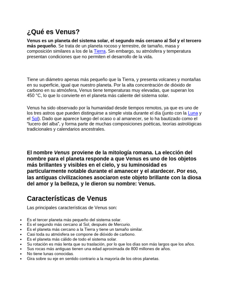Qué Es Venus | PDF