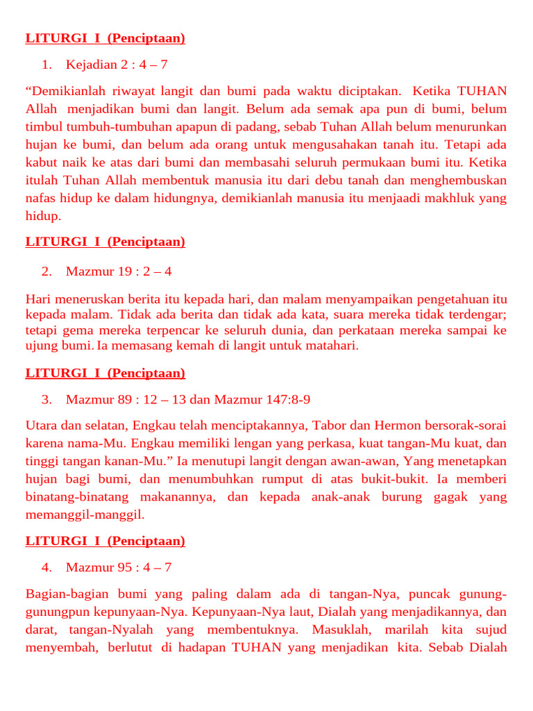 Liturgi Penciptaan-Kelahiran | PDF