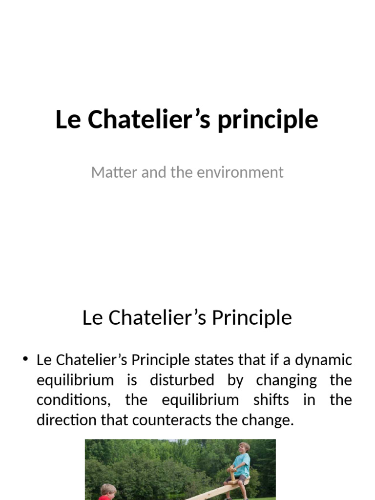 Understanding Le Chatelier's Principle | PDF | Chemical Equilibrium ...
