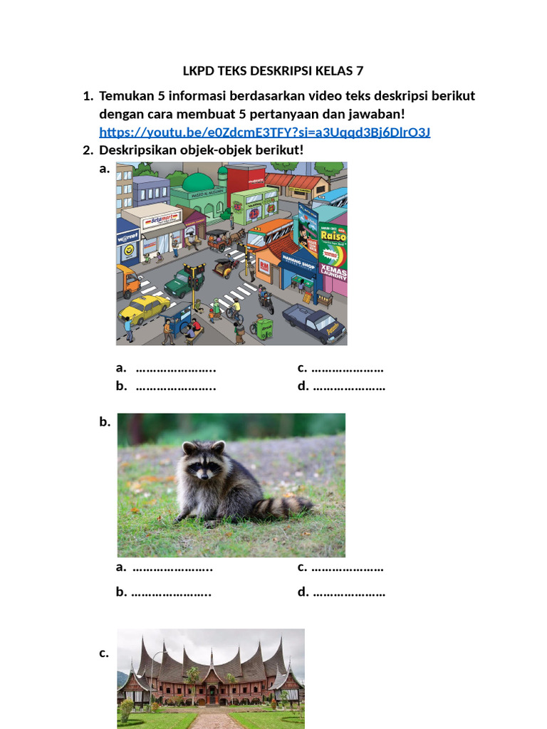 LKPD Teks Deskripsi Kelas 7 | PDF