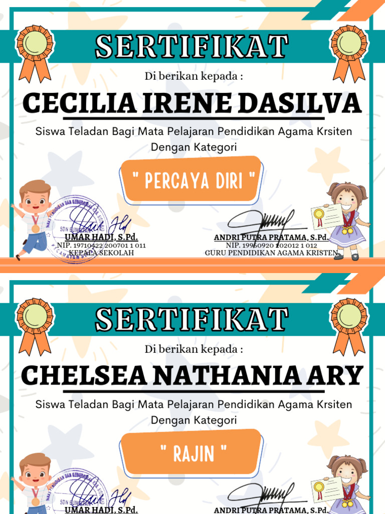 Blue Green and Orange Kids Award Certificate | PDF