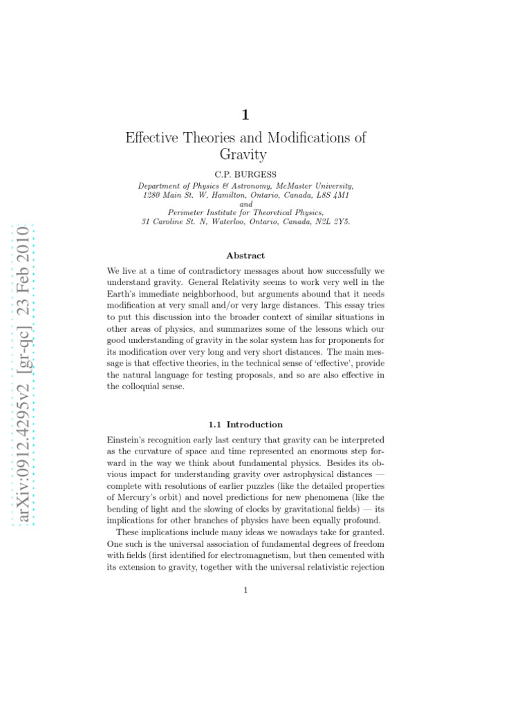 Effective Theories Modifications of Gravity | Download Free PDF | Dark ...