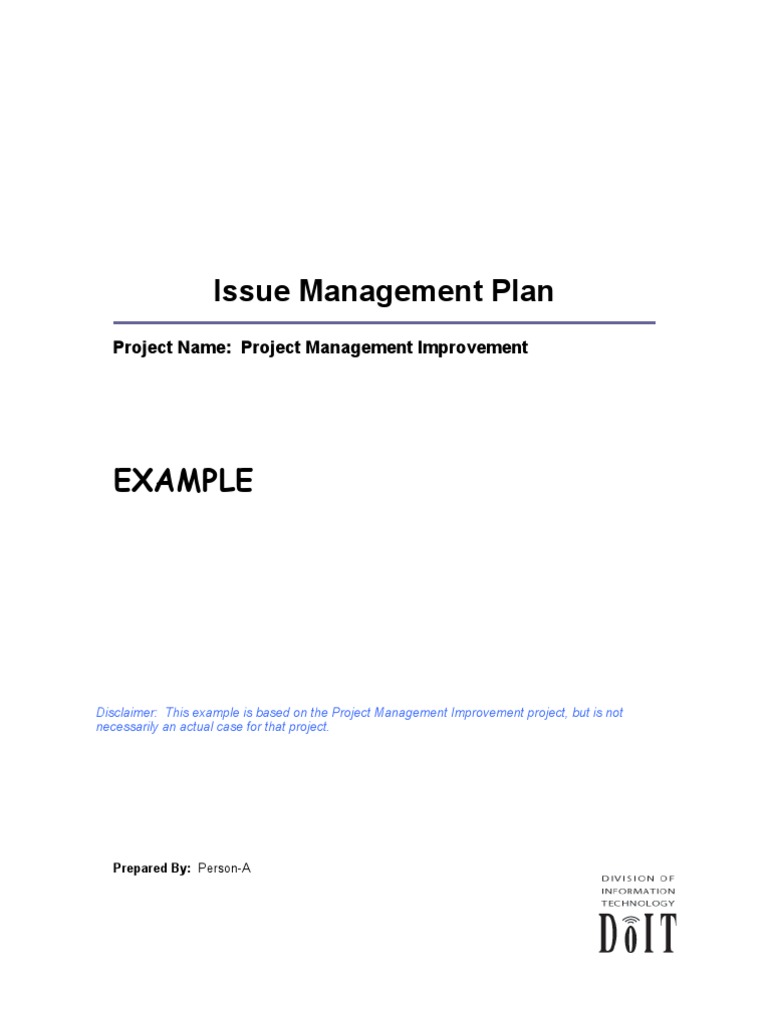 3.3.3 Example - Issue Management Plan, V2.2 | PDF | Project Management ...