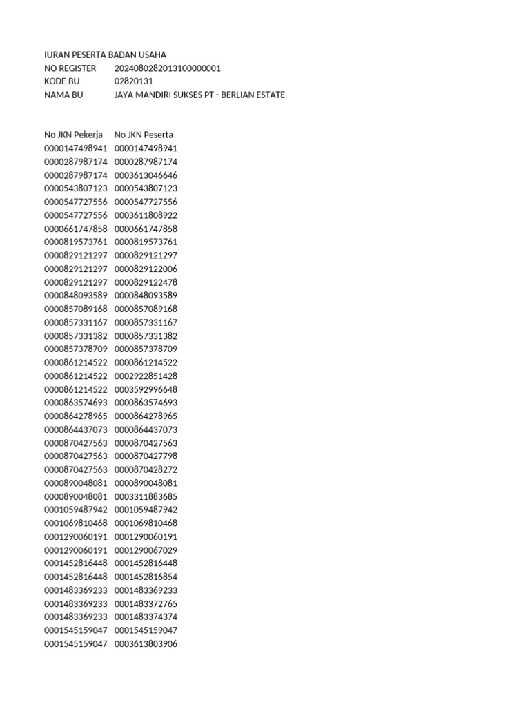 Tagihan BPJS Kes Agustus | PDF