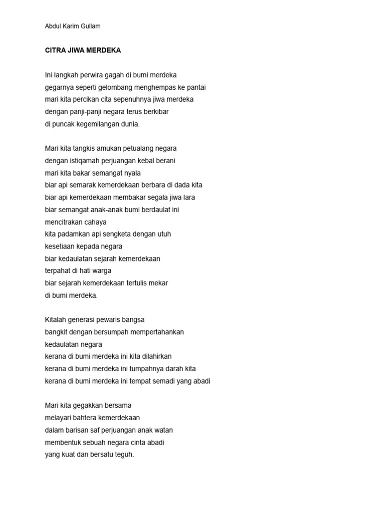 Sajak Semangat Kemerdekaan Jiwa | PDF
