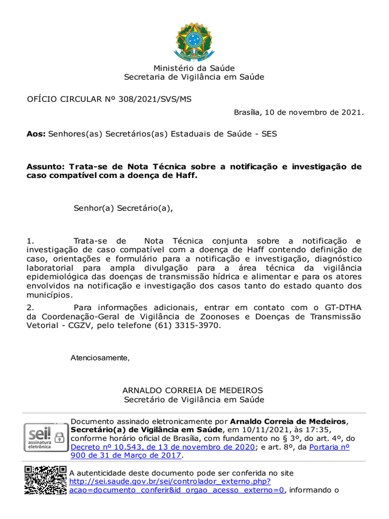 Nota Técnica Conjunta #522021-CGZVDEIDTSVSMS Sobre A Notificação e ...