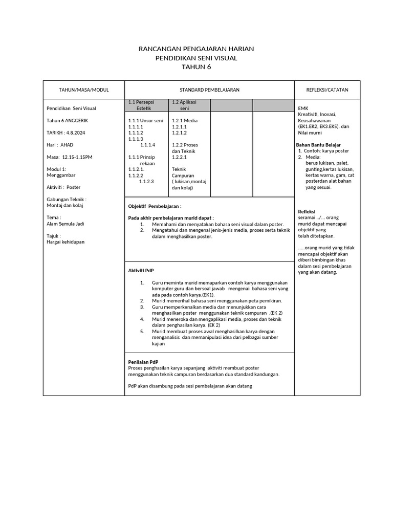 RPH PSV TH 6 2017 Minggu 17 | PDF