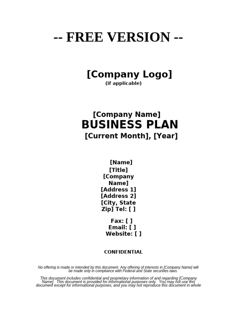 Growthink Business Plan Template Free | PDF