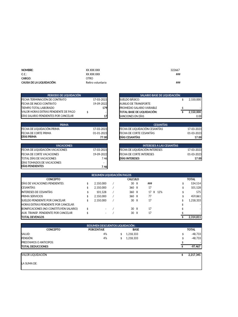 Liquidacion Andre | PDF