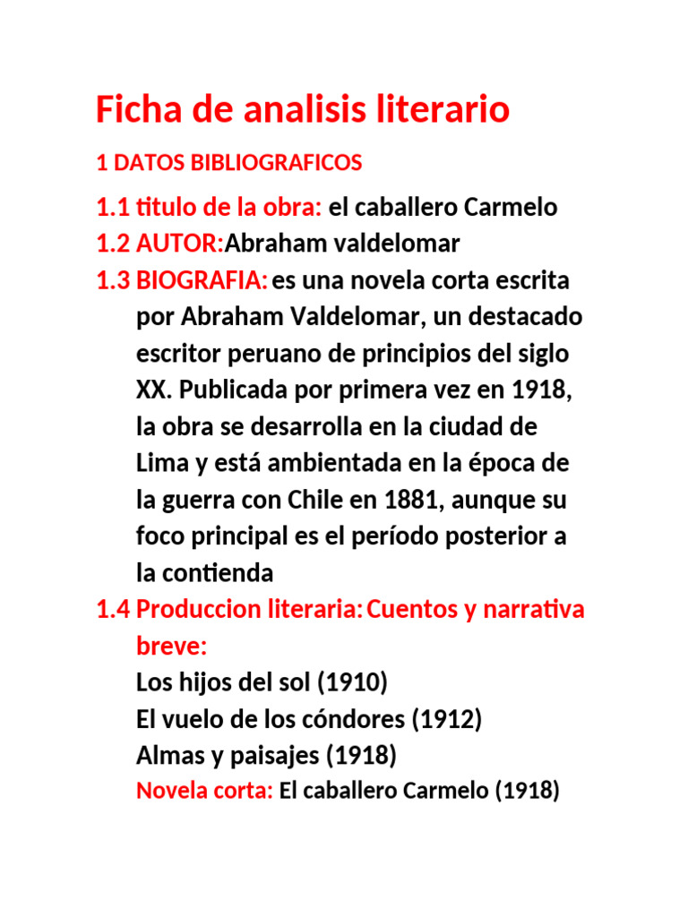 Ficha de Analisis Literario | PDF