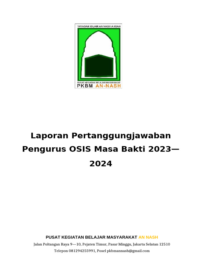 LPJ OSIS Masa Bakti 2023-2024 | PDF