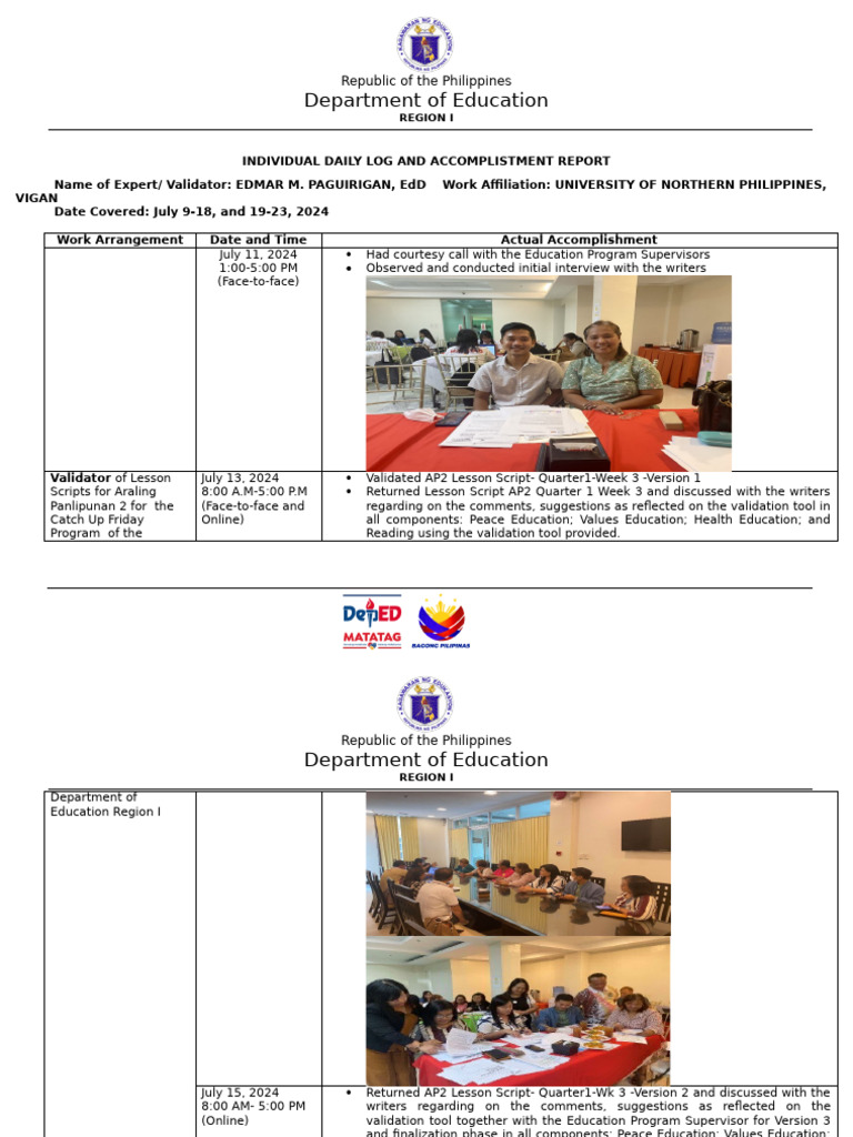 Non-Deped-Individual-Daily-Log-And-Accomplistment-Report-Edmar M. Pagurigan | PDF