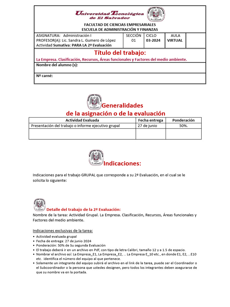 ADMI-V01 Guía 2a Ev | PDF