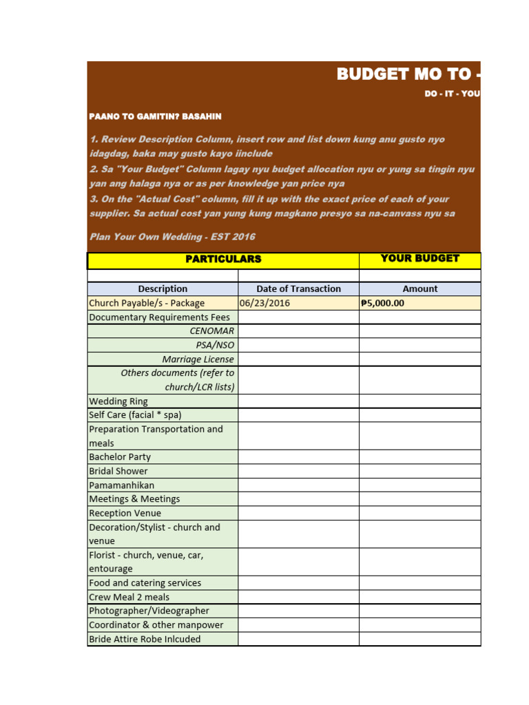 Sample Costing and Budgeting | PDF