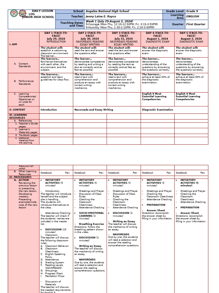24-25 English 9 - Q1W1 | PDF