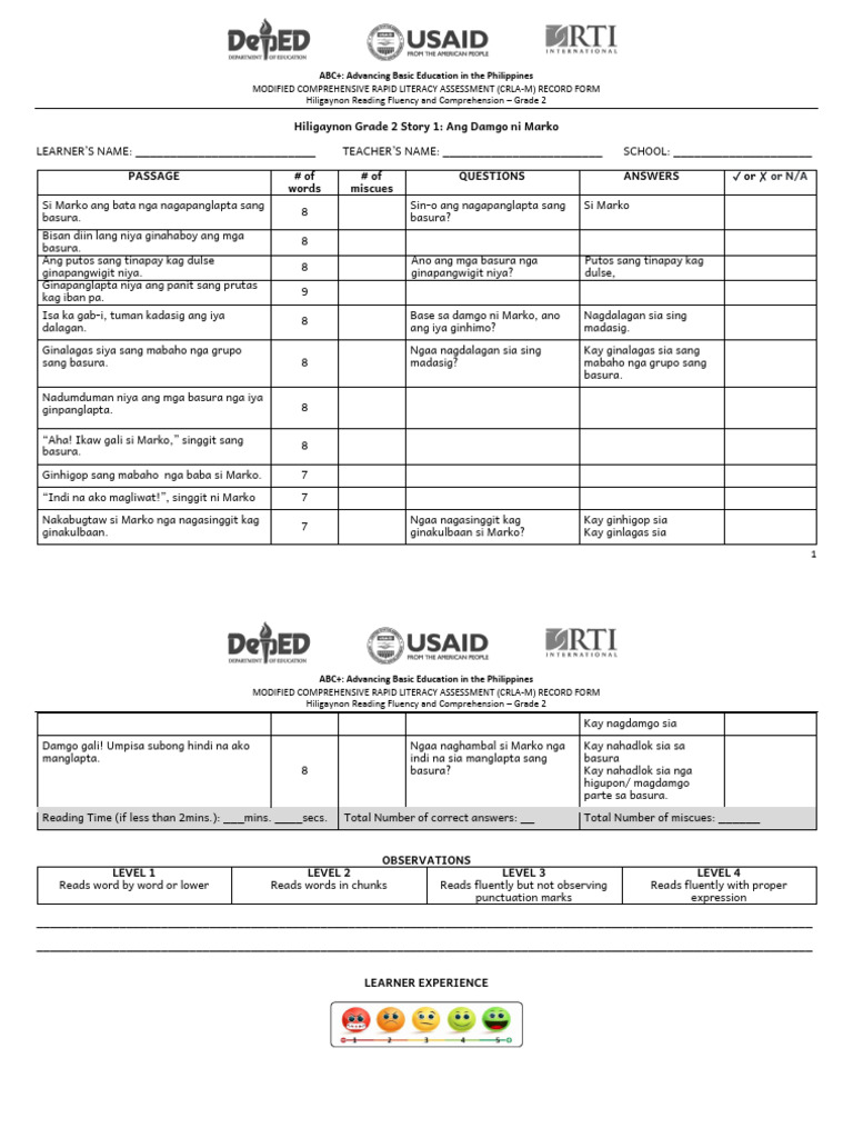 HIL Grade 2 Record Form | PDF