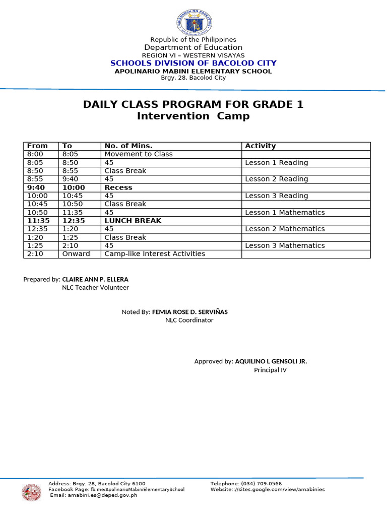 NLC TEACHERS Schedule CFinal | PDF