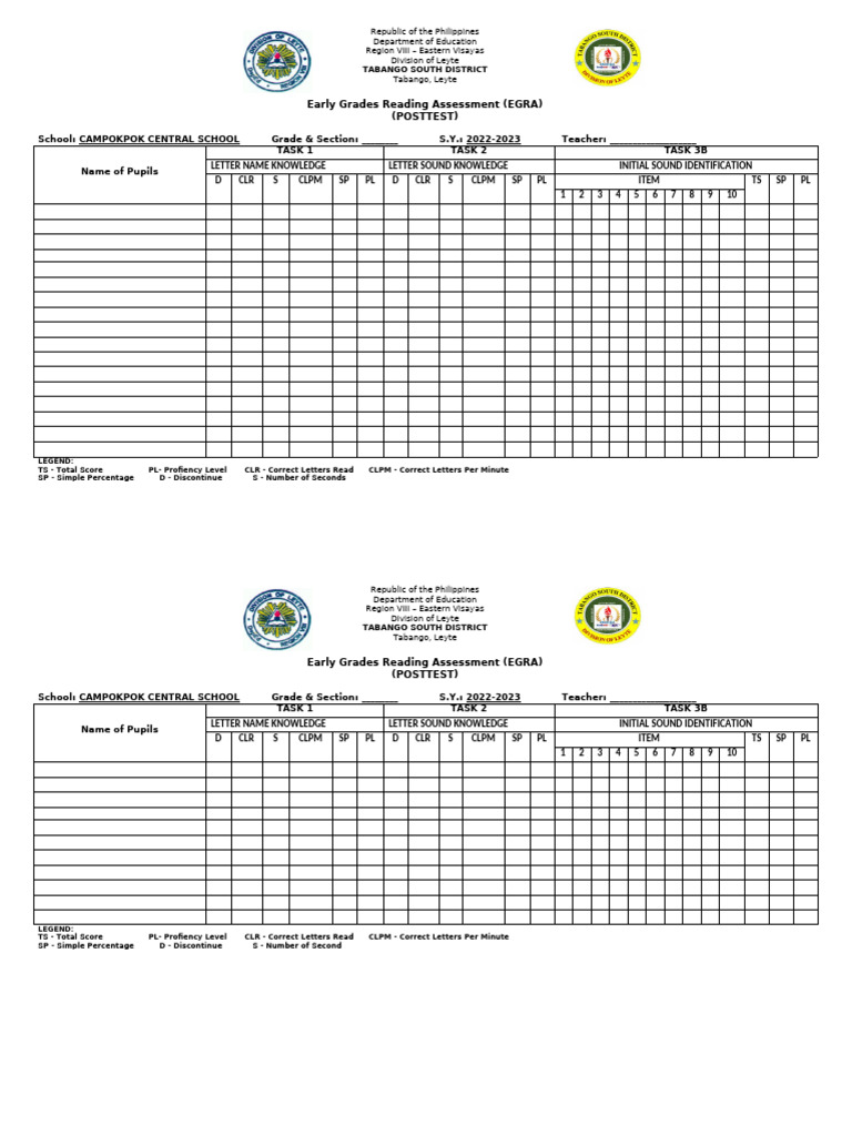 Egra Form Task 1 9 | PDF