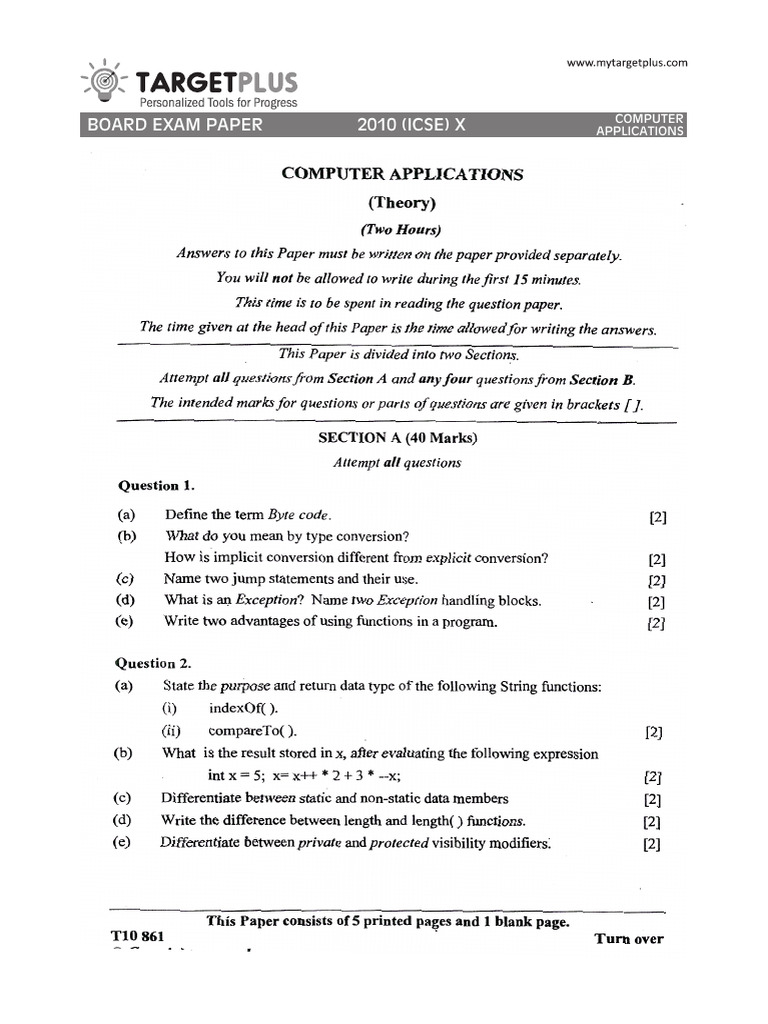 Computer Applications Question Bank | PDF
