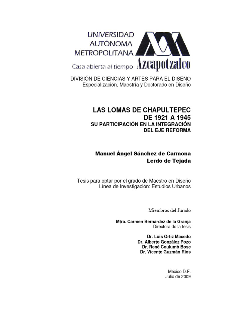Las Lomas de Chapultepec de 1921 A 1945 Su Participación en La Integración Del Eje de Reforma | PDF